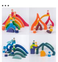China ISO9001 1001 Night Wooden Rainbow Stacker Toy Beech Rome Grimms for sale