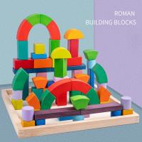 China ISO9001 1001 Night Wooden Rainbow Stacker Toy Beech Rome Grimms for sale