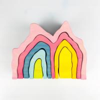 China Pegdolls Wooden Building Blocks Toy Geometric Rainbow Building Blocks for sale