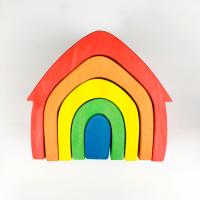 China Pegdolls Wooden Building Blocks Toy Geometric Rainbow Building Blocks for sale