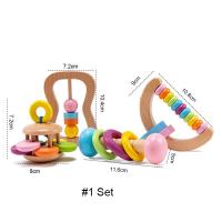 China Rattle Soother 11.6cm Wooden Teething Toy Wooden Rattle Teether Food Grade for sale