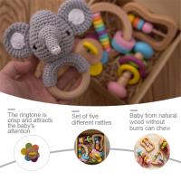 China Rattle Soother 11.6cm Wooden Teething Toy Wooden Rattle Teether Food Grade for sale