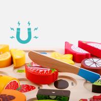 China Education 9.25in Wooden Fruit And Veg Toys Magnetic Fruit Cutting for sale