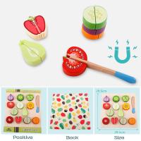 China Education 9.25in Wooden Fruit And Veg Toys Magnetic Fruit Cutting for sale
