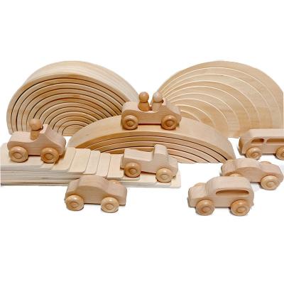 China Rainbow 35.5cm Coloured Wooden Building Blocks Large Baby for sale