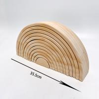 China Rainbow 35.5cm Coloured Wooden Building Blocks Large Baby for sale