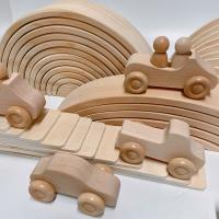China Rainbow 35.5cm Coloured Wooden Building Blocks Large Baby for sale