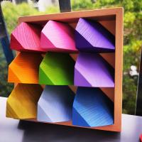 China 2300g 4cm Rainbow Wooden Flower Puzzle Wooden Stone Stacking Game for sale