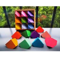China 2300g 4cm Rainbow Wooden Flower Puzzle Wooden Stone Stacking Game for sale