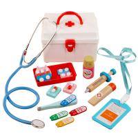 China OEM Portable Kids Simulation Wooden Toy Doctor Kit for sale