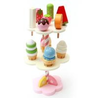 China Realistic Simulation Wooden Magnetic Ice Cream Toy With Display Stand for sale