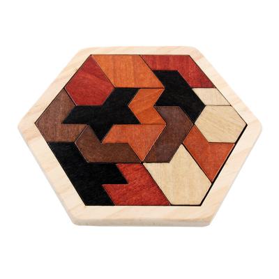 China Children'S Montessori Hexagonal Wooden Jigsaw Puzzles for sale