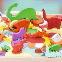 China ISO Stereoscopic Wooden Animal Puzzle For Kids Early Education for sale