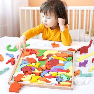 China ISO Stereoscopic Wooden Animal Puzzle For Kids Early Education for sale