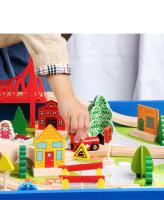 China Mini Wooden 88pcs City Road Builder Wooden Board Game for sale