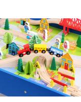 China Mini Wooden 88pcs City Road Builder Wooden Board Game for sale