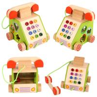 China Geometric Shape Wooden Landline Phone For Cognitive Development for sale