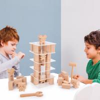 China Children'S Stacked Solid Pine Wooden Building Block for sale