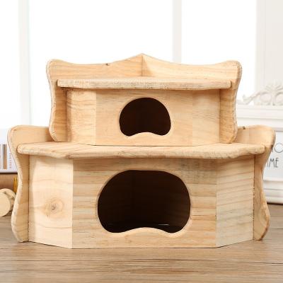 China OEM beige Color Wooden Small House for Hamster for sale