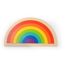 China Early Childhood Development Wooden Rainbow Puzzle Blocks for sale