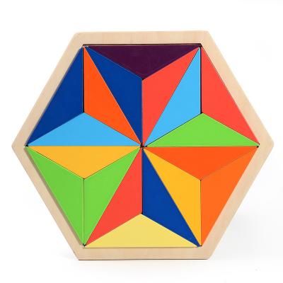 China Early Childhood Development Wooden Rainbow Puzzle Blocks for sale