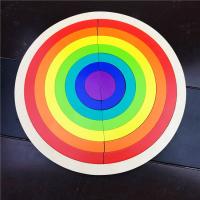 China Early Childhood Development Wooden Rainbow Puzzle Blocks for sale