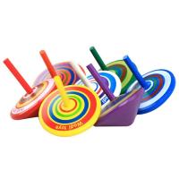China Kids Rainbow Wooden Gyro Toy Wheel For Stress Relieving for sale