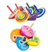 China Kids Rainbow Wooden Gyro Toy Wheel For Stress Relieving for sale