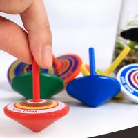 China Kids Rainbow Wooden Gyro Toy Wheel For Stress Relieving for sale