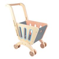 China Children's Double Deck Wooden Toy Shopping Trolley for sale