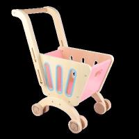 China Children's Double Deck Wooden Toy Shopping Trolley for sale