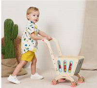 China Children's Double Deck Wooden Toy Shopping Trolley for sale