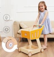 China Children's Double Deck Wooden Toy Shopping Trolley for sale