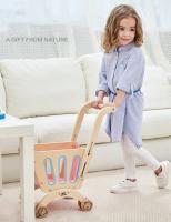 China Children's Double Deck Wooden Toy Shopping Trolley for sale