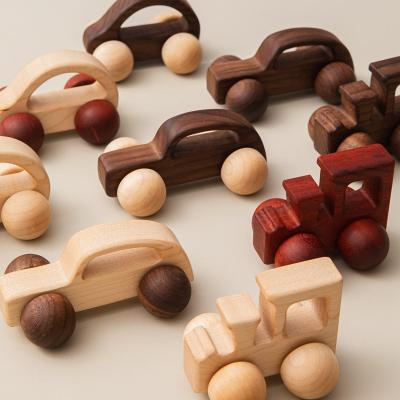 China 9/Style Baby Building Blocks Toy Maple Car Mahogany Classic Car Black Walnut Gift Toy Beech Wood Car Educational Montess for sale