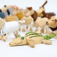 China Wooden Simulation Small Animal Blocks Forest Farm Animal Dolls Early Childhood Building Blocks for sale