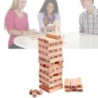 China 54 Pieces Digital Children'S Stacked Wooden Tumbling Tower Light Brown for sale