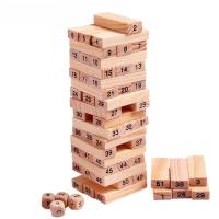 China 54 Pieces Digital Children'S Stacked Wooden Tumbling Tower Light Brown for sale
