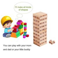 China 54 Pieces Digital Children'S Stacked Wooden Tumbling Tower Light Brown for sale