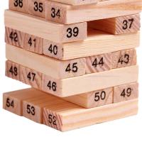 China 54 Pieces Digital Children'S Stacked Wooden Tumbling Tower Light Brown for sale
