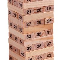 China 54 Pieces Digital Children'S Stacked Wooden Tumbling Tower Light Brown for sale