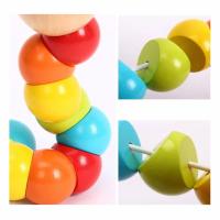 China New Rainbow Worm Twist Puppet Cognition Fun Educational Toys Changeable Shape Wooden Blocks Kids Colorful Caterpillar Ba for sale