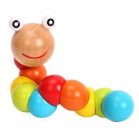 China New Rainbow Worm Twist Puppet Cognition Fun Educational Toys Changeable Shape Wooden Blocks Kids Colorful Caterpillar Ba for sale