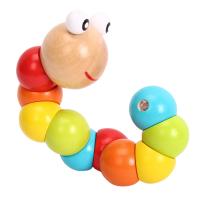 China New Rainbow Worm Twist Puppet Cognition Fun Educational Toys Changeable Shape Wooden Blocks Kids Colorful Caterpillar Ba for sale