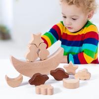 China Montessori Children's Educational Toys Wooden Blocks Stars Moon Stacked Blocks Wooden Toy Diy Baby Balance Training Cons for sale