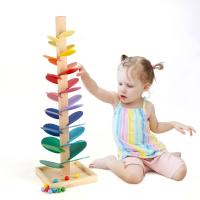 China Montessori Educational Toy Blocks Wooden Music Tree with Marble Ball Run Track Game Baby Kids Children Intelligence Wood for sale