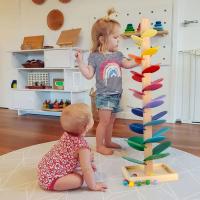 China Montessori Educational Toy Blocks Wooden Music Tree with Marble Ball Run Track Game Baby Kids Children Intelligence Wood for sale