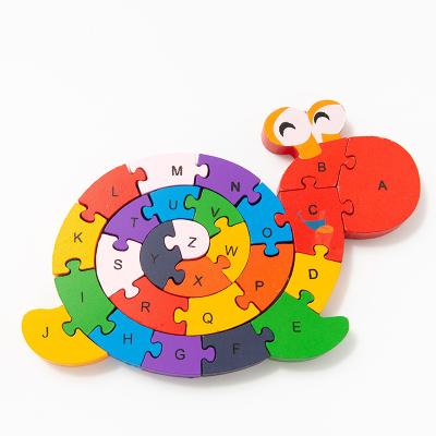 China Wooden Building Block Toys For Kids Baby Early Education Snails Digital Tortoise Cognitive Spelling Children for sale