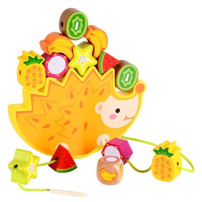 China Wooden Stacking Balance Building Block Toys Cartoon Animal Hedgehog Fruit Blocks Balance Games Montessori Toys for sale