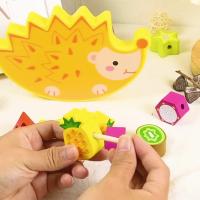 China Wooden Stacking Balance Building Block Toys Cartoon Animal Hedgehog Fruit Blocks Balance Games Montessori Toys for sale